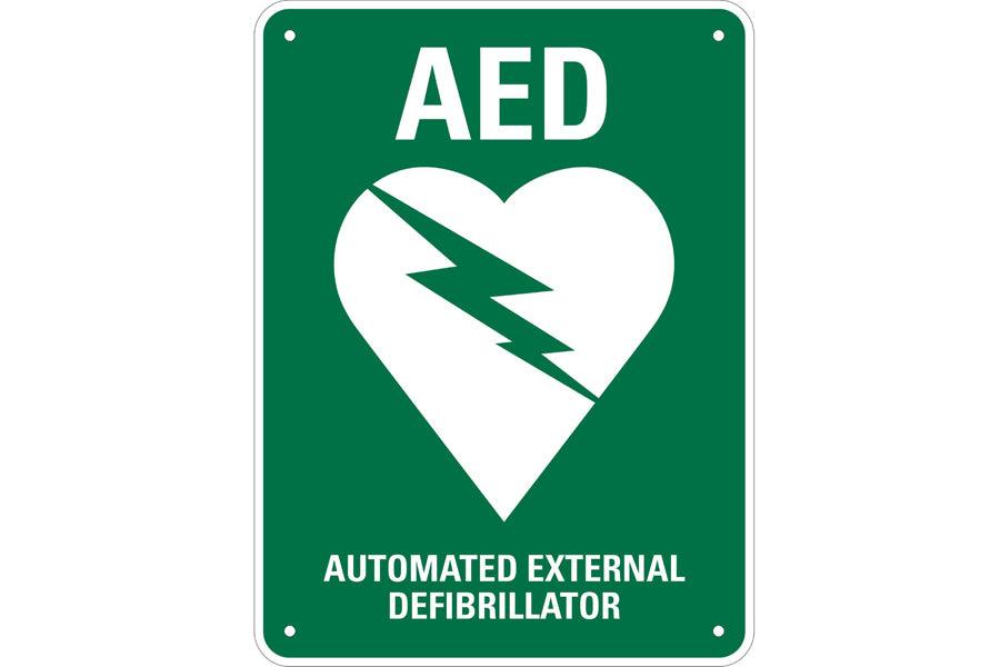 AED Flat Wall Sign (Green and White) – DocStock